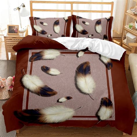 Feather Duvet Cover Set Gre Dreamy Watercolor Elemts Plumage Tic Design