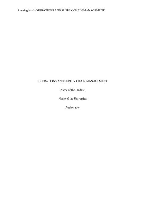 Operations And Supply Chain Management Desklib