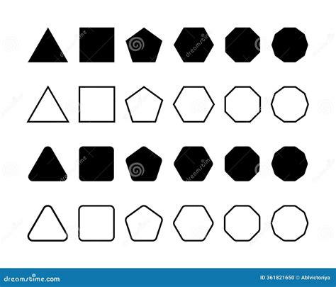 Set Of Simple Geometric Forms With Sharp And Rounded Corners Triangle
