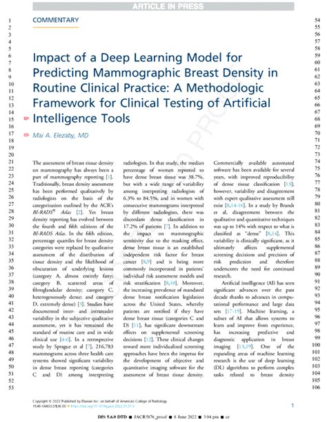 Impact Of A Deep Learning Model For Predicting Mammographic Breast Density In Routine Clinical