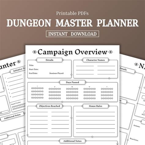 Dnd Planner Dnd Printable Dnd Tracker Dm Planner Dm Notebook D And