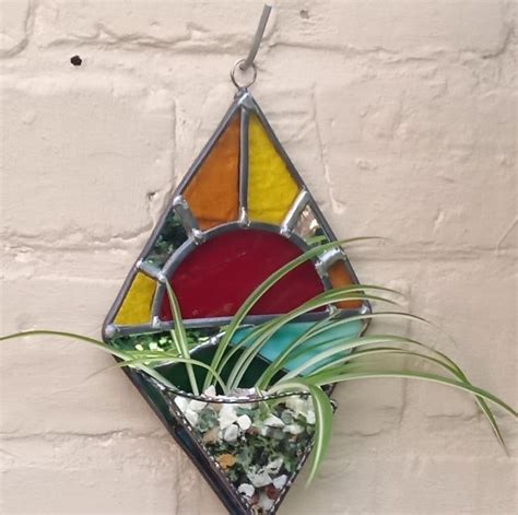 Stained Glass Sun And Sea Planter Hanging Decoration