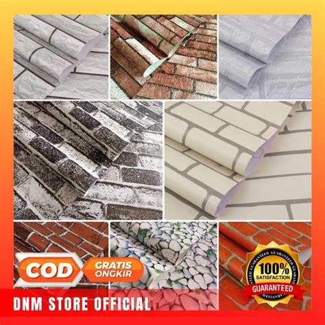 Jual Wallpaper Motif Bata 45cm X 1m Dinding Motif Bata Mix Classic Biru Merah Dan Bata Alam Real