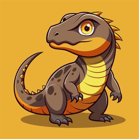 Капризный Комодский дракон Векторный мультфильм Премиум Ai сгенерированный вектор