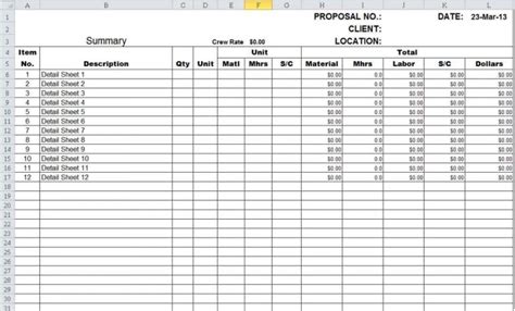 Millwork Estimating Spreadsheet — Db