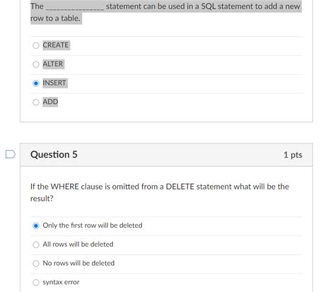 Solved The Statement Can Be Used In A Sql Statement To Add A