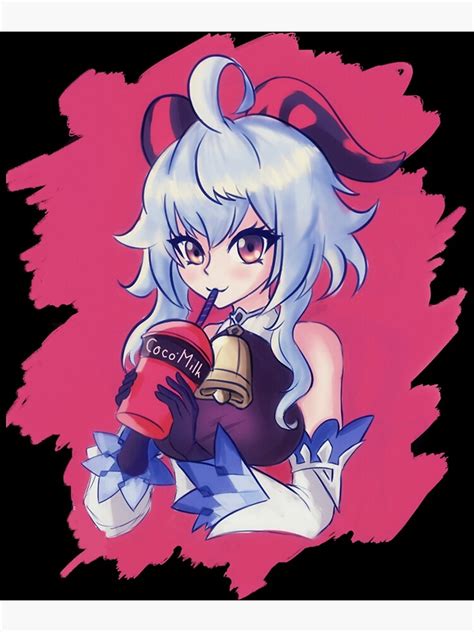 Coco Goat Ganyu Trinkt Coco Milk Genshin Impact Poster Von Shihikkoanime Redbubble