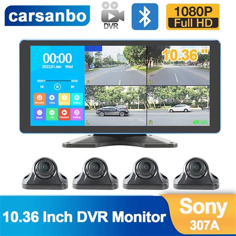 Carsanbo 1080p 자동차 분할 모니터 녹화 Ahd 소니 칩 터치 스크린 컬러 야간 차량 주차 카메라 트럭 버스
