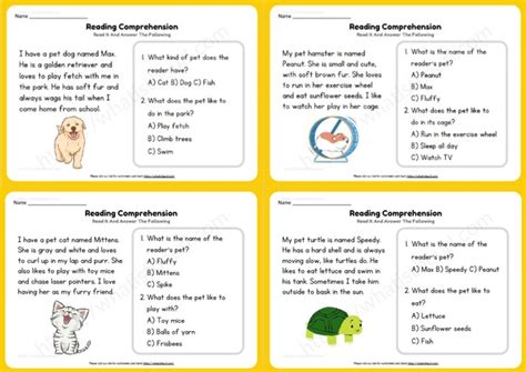 Reading Comprehension Pets Тексты для чтения с вопросами на понимание