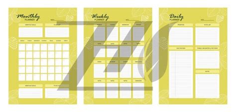 دانلود وکتور قالب صفحات برنامه ریزی ماهانه هفتگی روزانه زرد دانلود