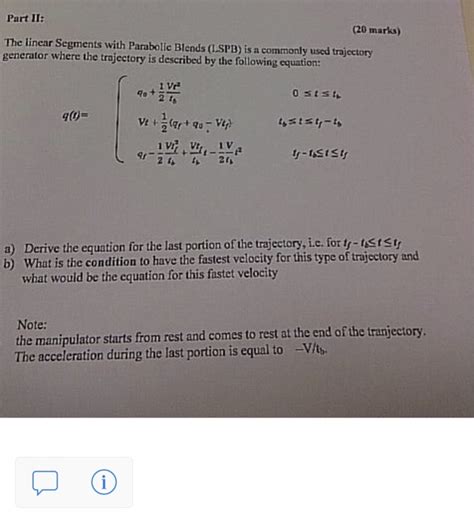 Solved The Linear Segments With Parabolic Blends Lspb Is A