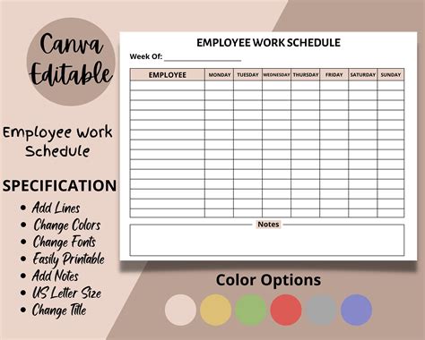 Blank Monthly Work Schedule