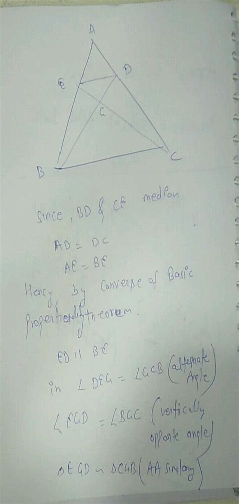In The Adjoining Figure The Medians Mathrm Bd And Mathrm