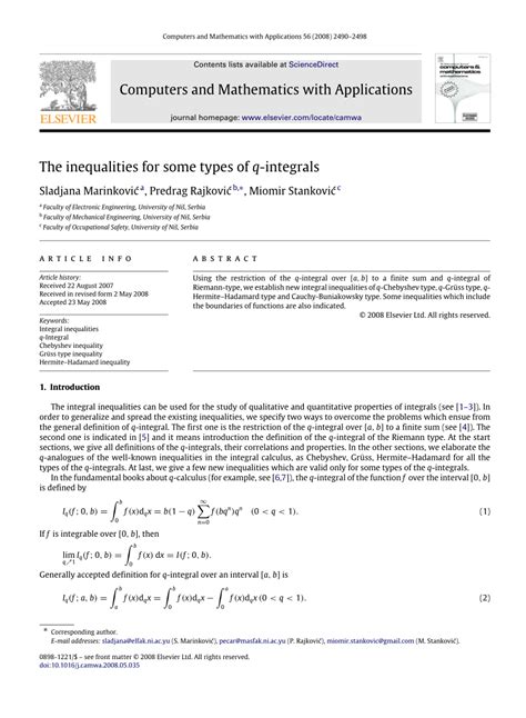 PDF The Inequalities For Some Types Of