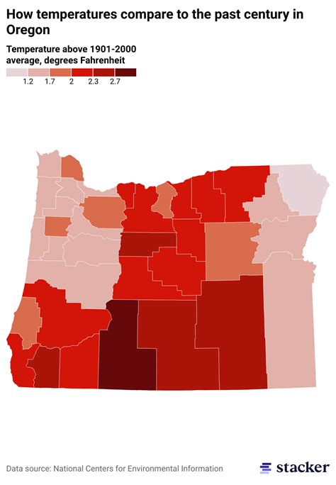 Counties In Oregon With The Fastest Rising Temperatures In The Last 100