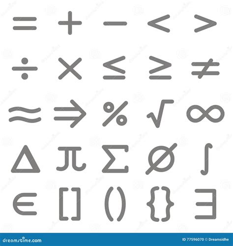 Set Of Monochrome Icons With Mathematical Symbols Stock Vector Illustration Of Graphic