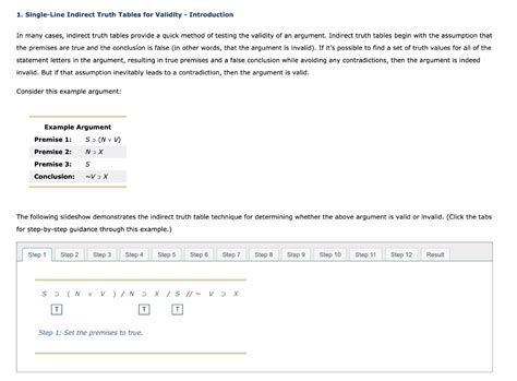 Solved 1 Single Line Indirect Truth Tables For Validity