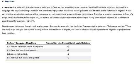 Solved A Negation Is A Statement That Claims Some Statement Chegg
