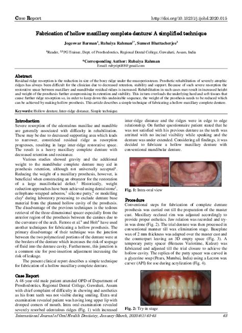 Pdf Fabrication Of Hollow Maxillary Complete Denture A Simplified Technique Jogeswar Barman