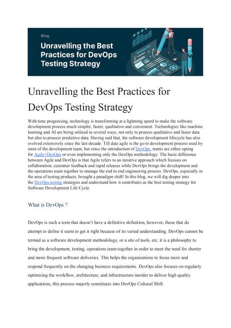 Unravelling The Best Practices For Devops Testing Strategypdf