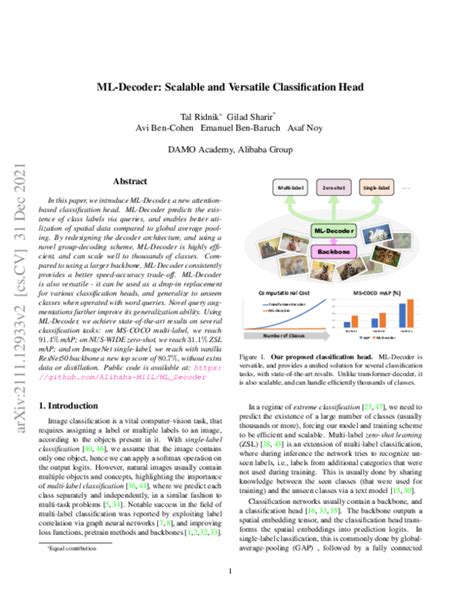 Pdf Ml Decoder Scalable And Versatile Classification Head