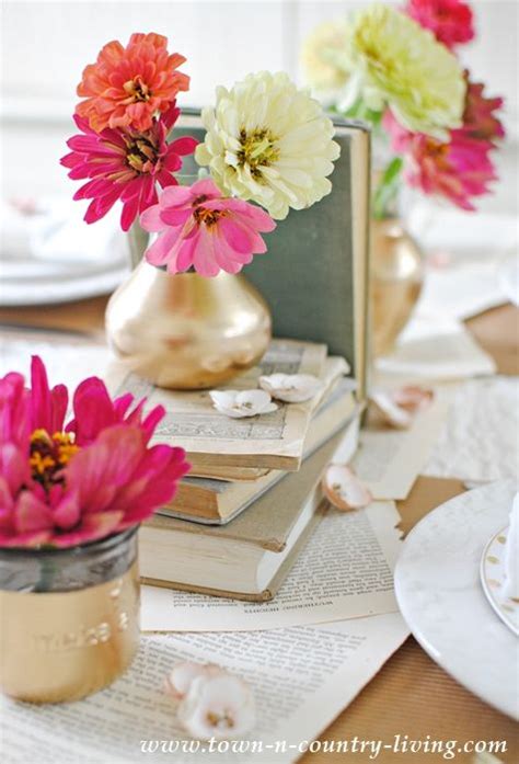 Book Lovers Table Setting Town Country Living Recycled Paper Crafts Book Crafts Diy Old