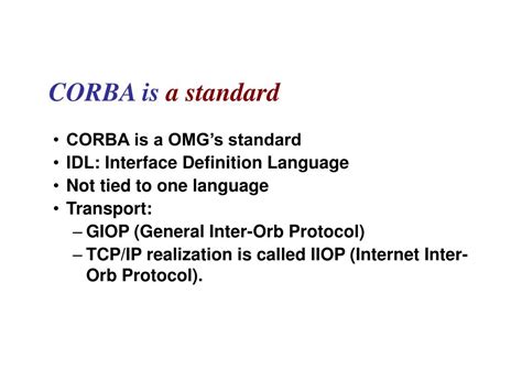 Ppt Comparison Of Web Services Rmi Corba Dcom Powerpoint