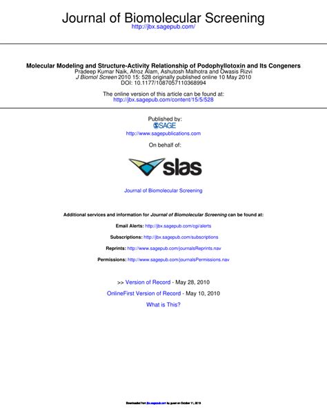 Pdf Molecular Modeling And Structure Activity Relationship Of Podophyllotoxin And Its Congeners