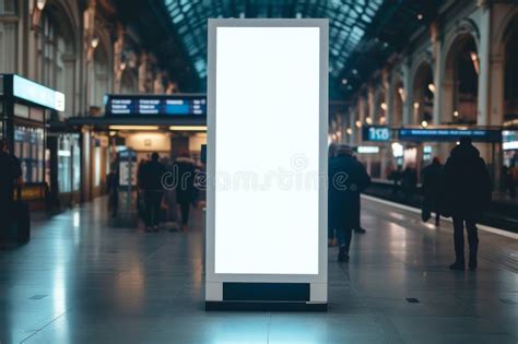 mock up vertical advertising billboard lightbox with empty digital
