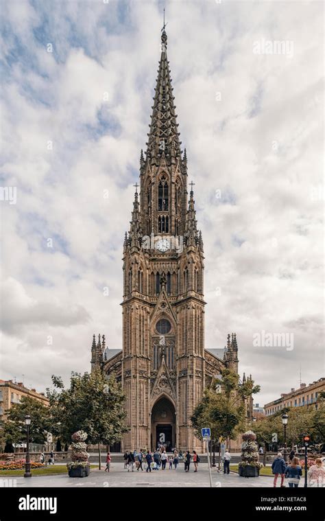 Facade Of Buen Pastor Cathedral Located In The City Of San Sebastian