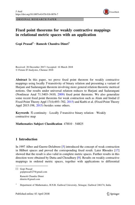 Pdf Fixed Point Theorems For Weakly Contractive Mappings In