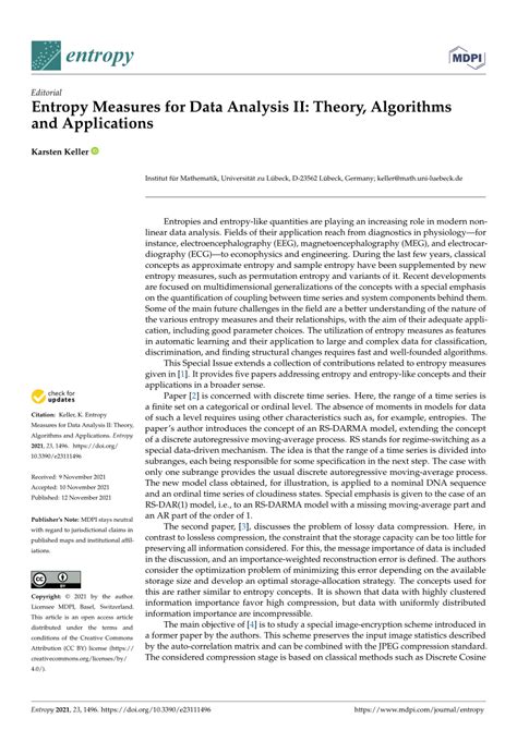 Pdf Entropy Measures For Data Analysis Ii Theory Algorithms And