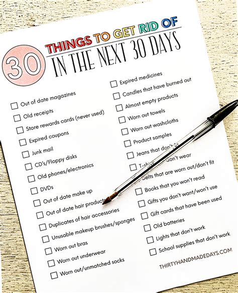 Printable Decluttering Checklist