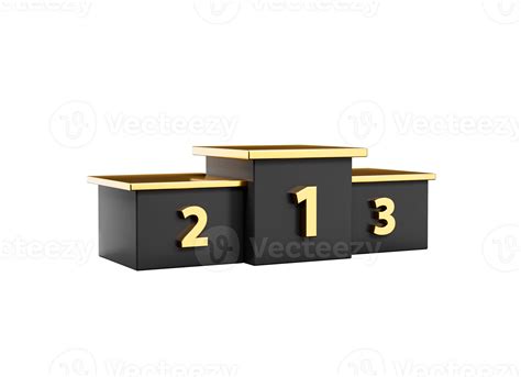Winner Podium 123 Position Black And Gold Cube Box 3d Illustration