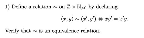 Solved Define A Relation On ZN By Declaring Chegg Com
