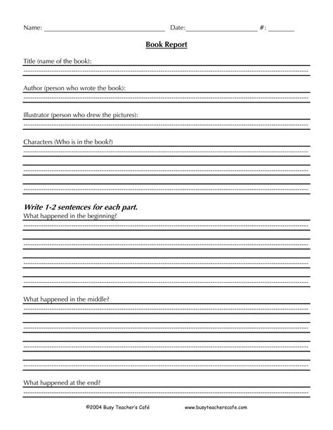 Free Printable Book Report Templates [pdf Word] Example