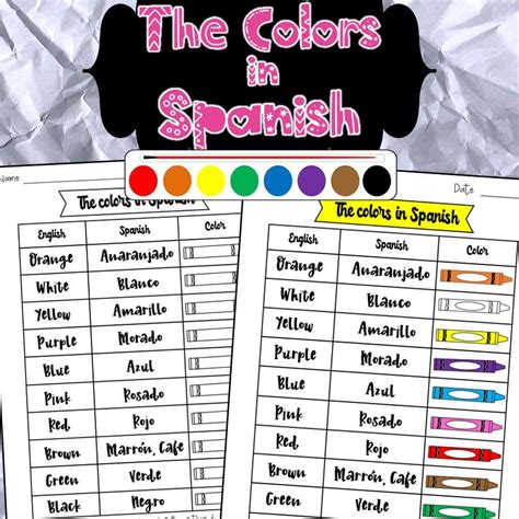 Freebie English And Spanish Color Chart Made By Teachers Spanish