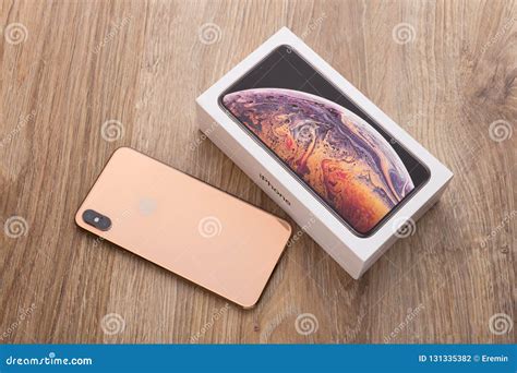 Apple Iphone Xs Max Inch Display And Box On A Wooden Surface Editorial Photography Image