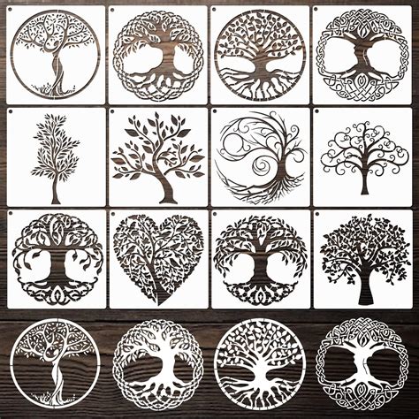 Amazon Com Tree Of Life Stencil Art Stencils Plastic Stencils Celtic Tree Of Life