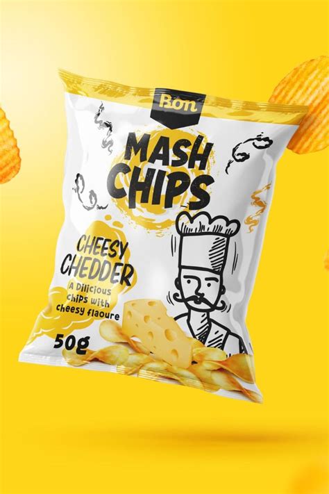 Bright And Fun Cheesy Chips Packaging Design Perfect For Snack Lovers
