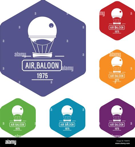 Retro Air Balloon Icons Vector Hexahedron Stock Vector Image And Art Alamy