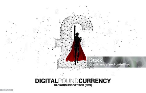 폴리곤 도트 연결 라인에서 돈 파운드 스털링 통화 아이콘비행 슈퍼 히어로 정장에 남자의 실루엣 영웅에 대한 스톡 벡터 아트 및 기타 이미지 Istock