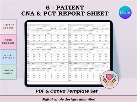 Cna Pct Report Sheet 6 Patient Shift Handoff Vitals Meds Io