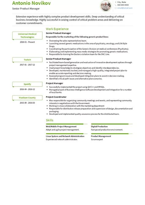 Senior Product Manager Resume Samples 3 Examples Visualcv Artofit
