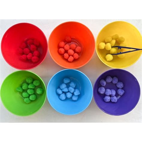 Jual Lilomilo Sortir Pompom 2 5cm 6 Warna Rainbow Color Sorting Montessori Belajar