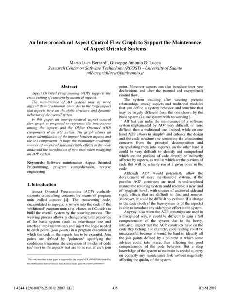 Pdf An Interprocedural Aspect Control Flow Graph To Support The