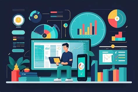Premium Photo Data Monitoring Illustration Designed In Flat Style