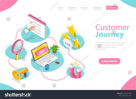 3d Isometric Flat Vector Landing Page Stock Vector Royalty Free