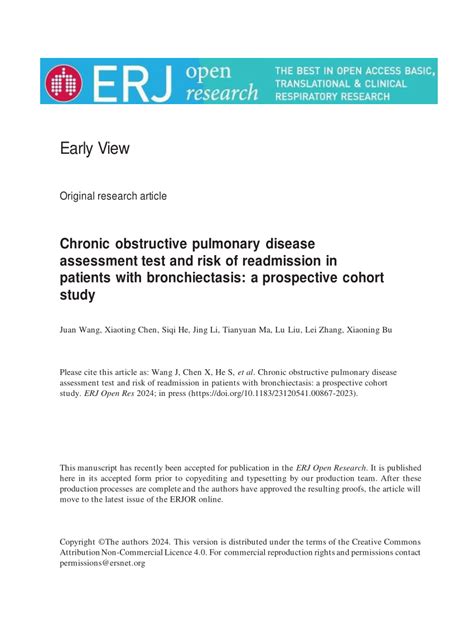 Pdf Chronic Obstructive Pulmonary Disease Assessment Test And Risk Of Readmission In Patients