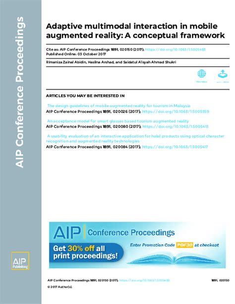 Pdf Adaptive Multimodal Interaction In Mobile Augmented Reality A Conceptual Framework